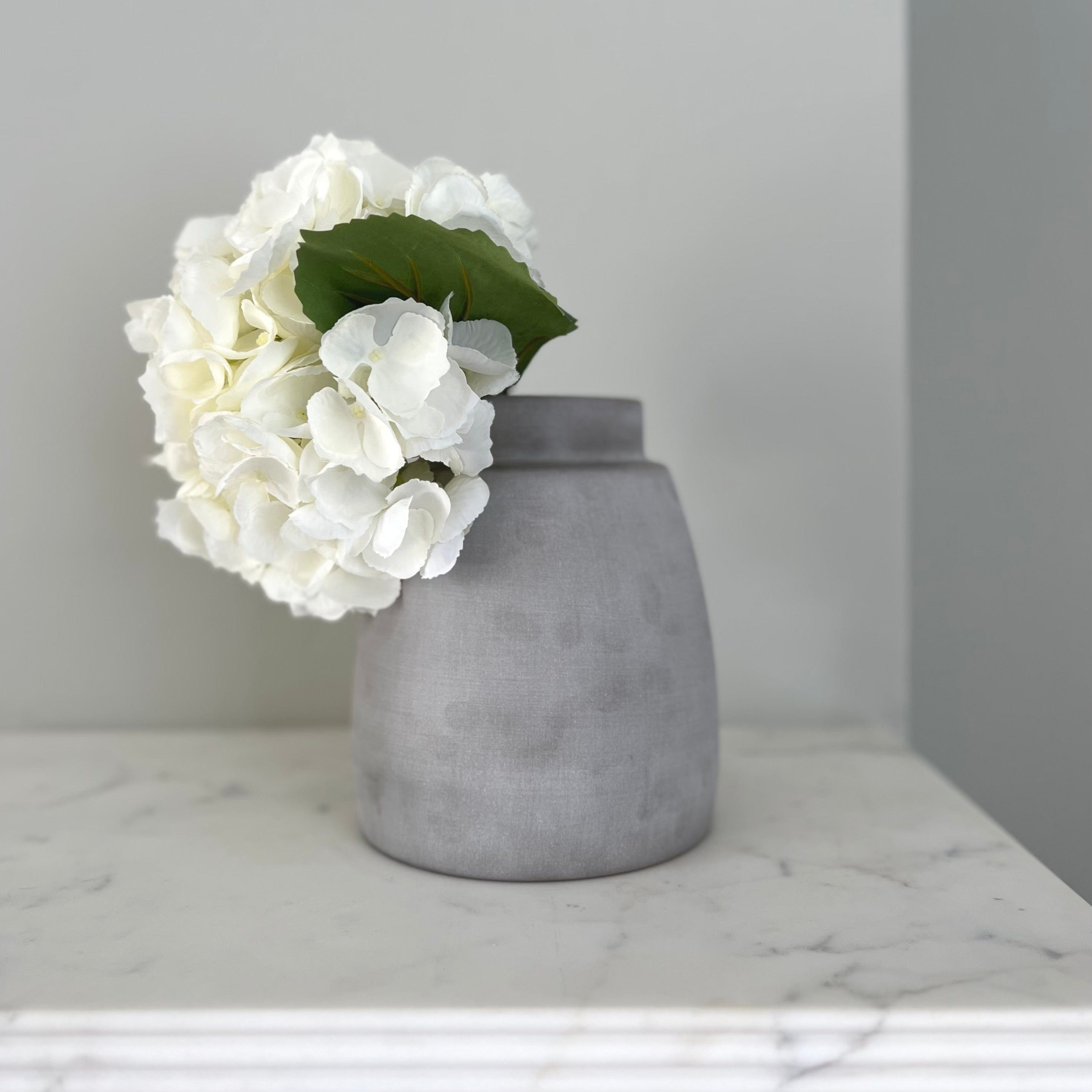 Small Grey Ceramic Vase for Faux Flowers