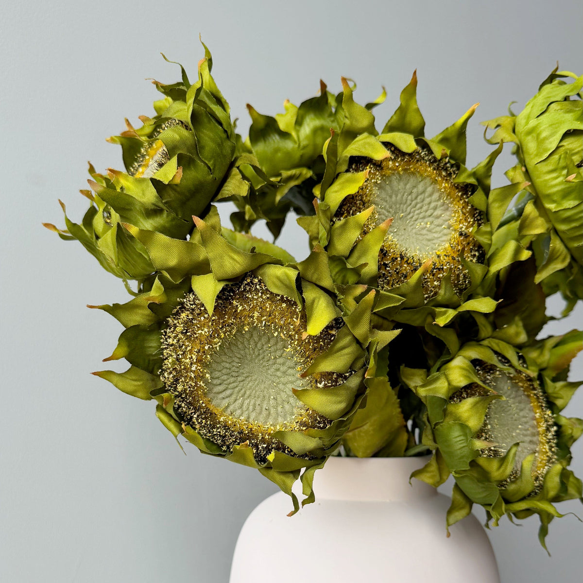 Artificial Green Dried Look Sunflower Stem