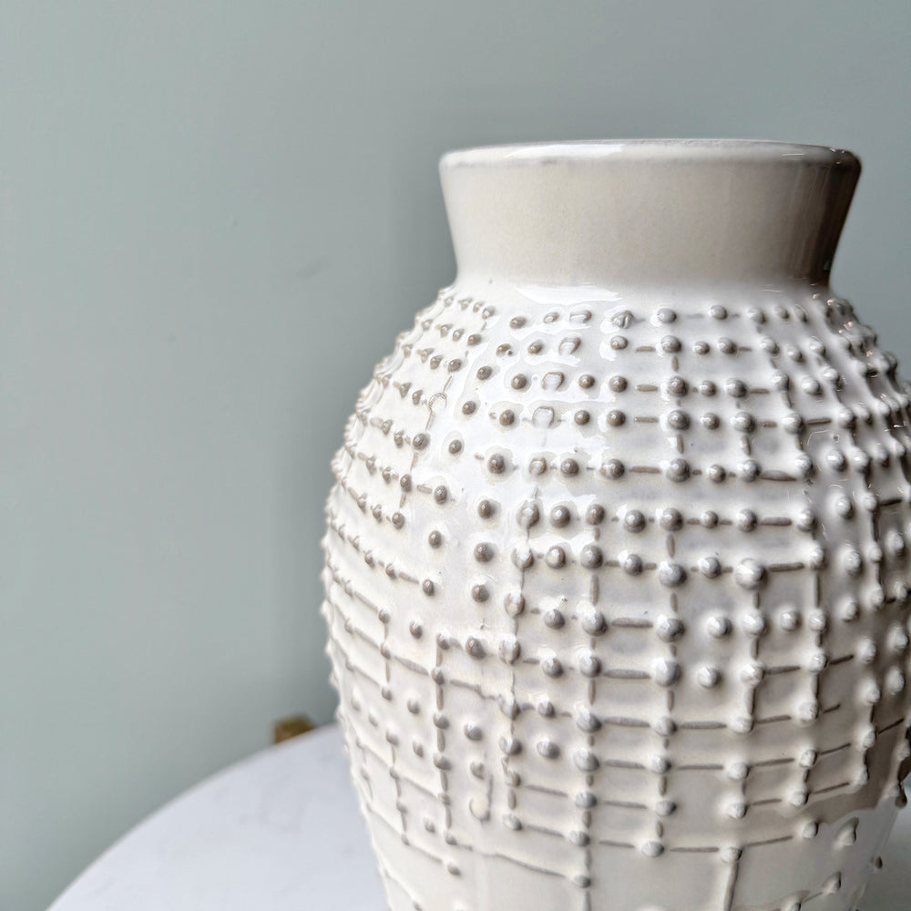 Small Warm White Dotted Vase