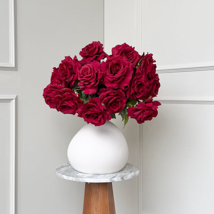 Deluxe Artificial Red Tea Rose Hand-Tied Bouquet