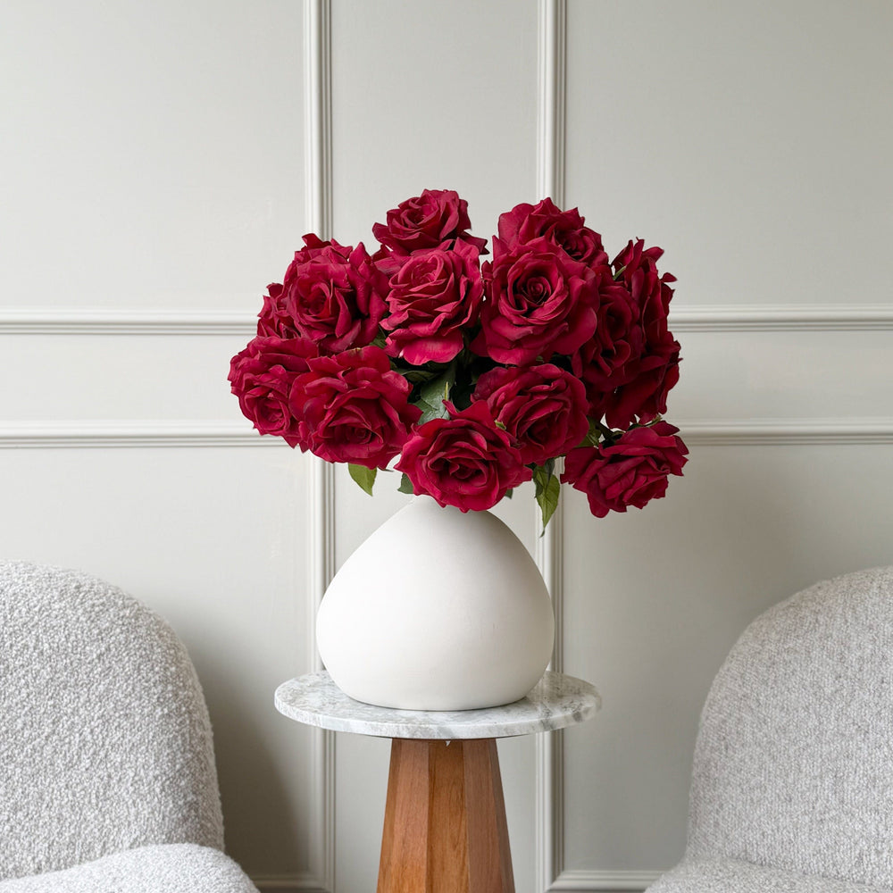 Deluxe Artificial Red Tea Rose Hand-Tied Bouquet